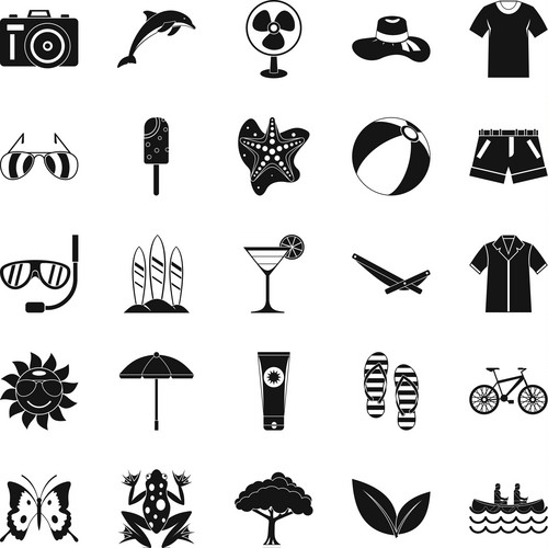 Summer Icons Set. Simple Set Of 25 Summer Vector Icons For Web Isolated On White Background ...