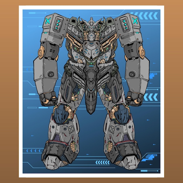Powerful Mech Warrior: A Striking Futuristic Illustration | Jiffy Designs