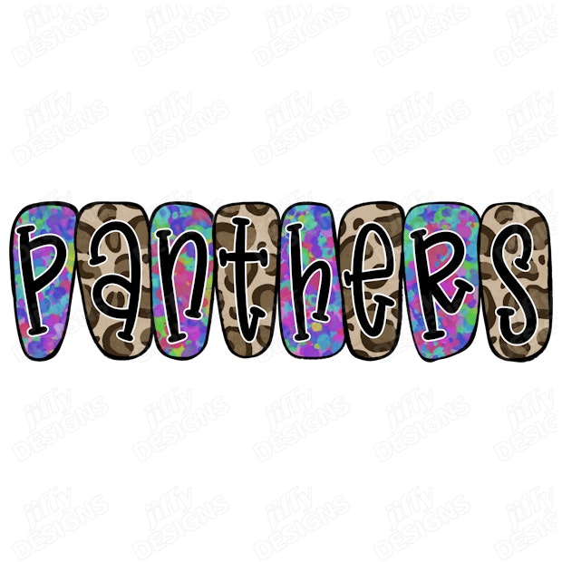 'Panthers' Vibrant Lettering with Wild Animal Print and Psychedelic ...