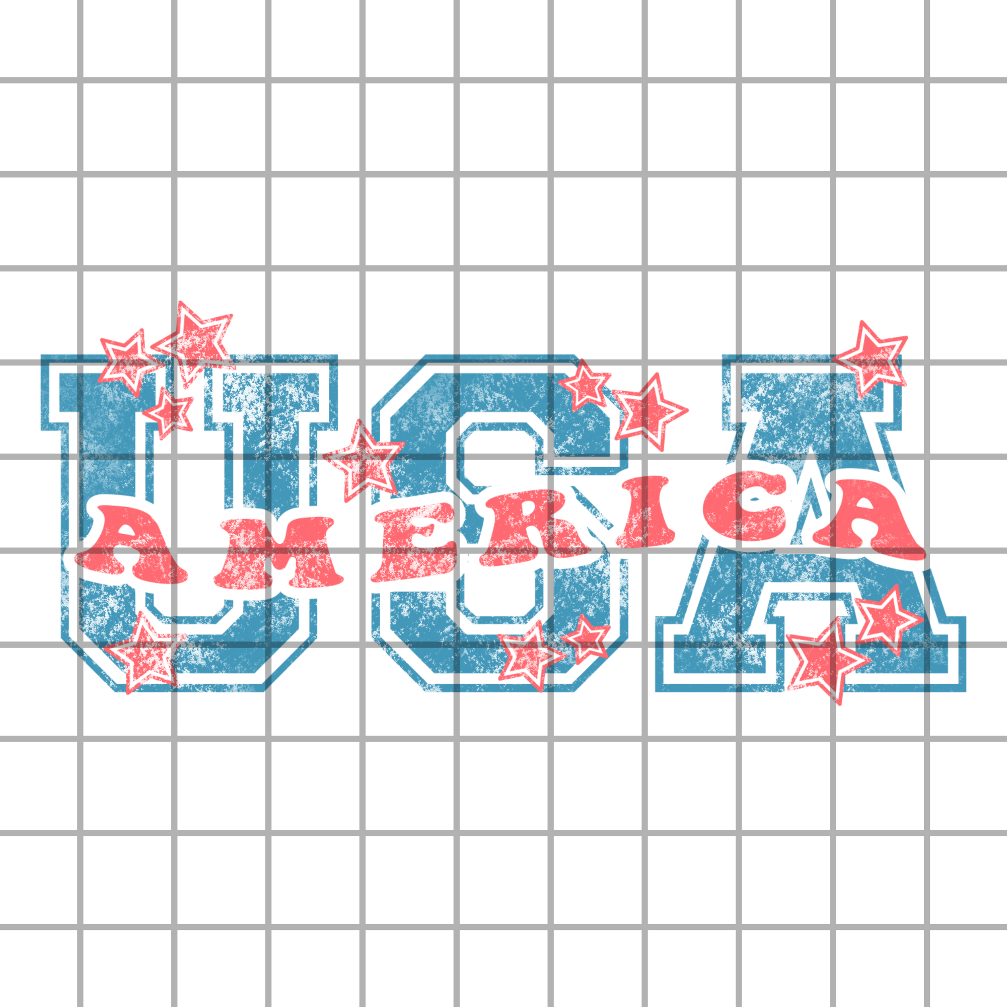 'USA' Patriotic Lettering with Distressed Texture and Starry ...