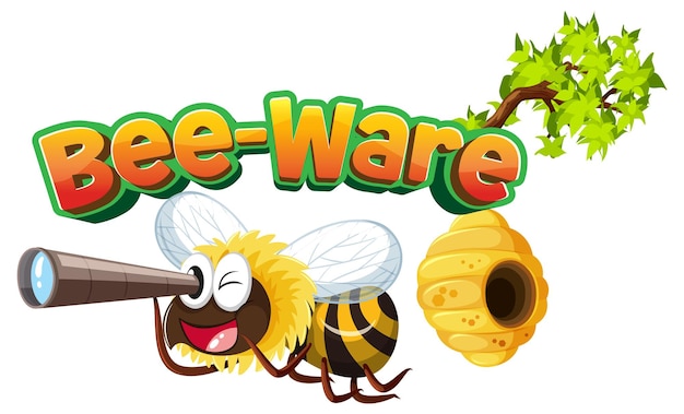 Bee-Ware Cartoon Bee and Hive with Vibrant Greenery | Jiffy Designs