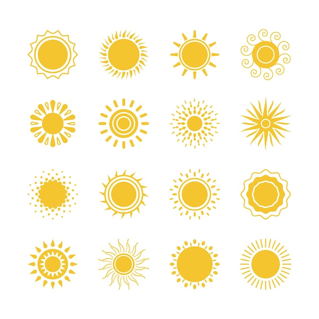 Vibrant Collection of Diverse Sun Symbols and Illustrations | Jiffy Designs