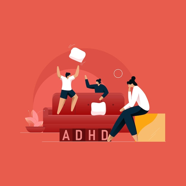 Vibrant Illustration Depicting ADHD Awareness and Support | Jiffy Designs