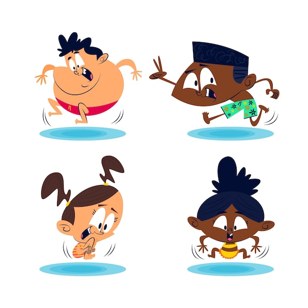 Playful Cartoon Characters in Vibrant Poses | Jiffy Designs