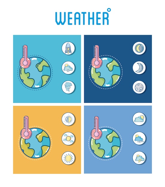 Weather-themed Clipart and Sticker Collection with Earth Illustrations ...