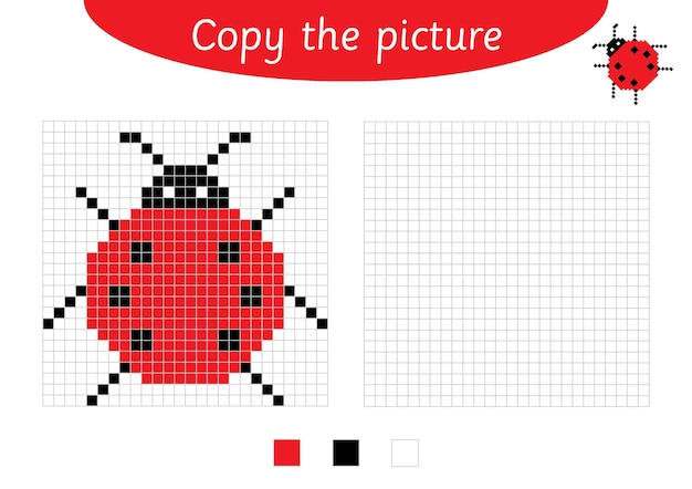 Charming Ladybug Pixel Art on Grid Background | Jiffy Designs