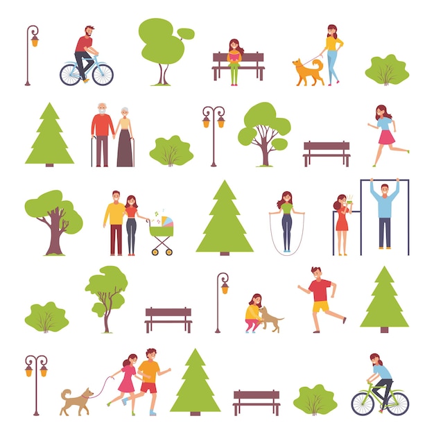 Vibrant Park Scene with People Enjoying Outdoor Activities | Jiffy Designs