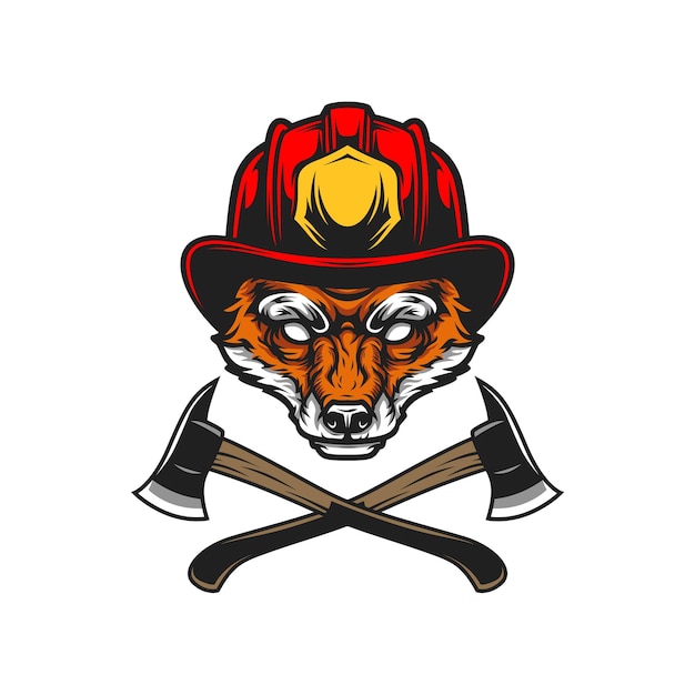 Fearless Firefighter Fox with Crossed Axes Emblem | Jiffy Designs
