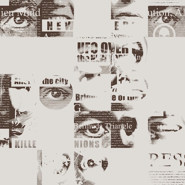 Collage of Vintage Newspaper Headlines and Typographic Elements | Jiffy ...