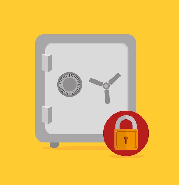 Minimalist Safe and Lock Icon on Yellow Background | Jiffy Designs