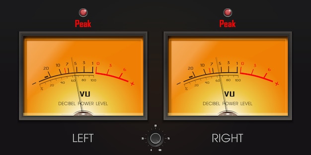 Vintage Audio Meters Displaying Decibel Power Levels | Jiffy Designs
