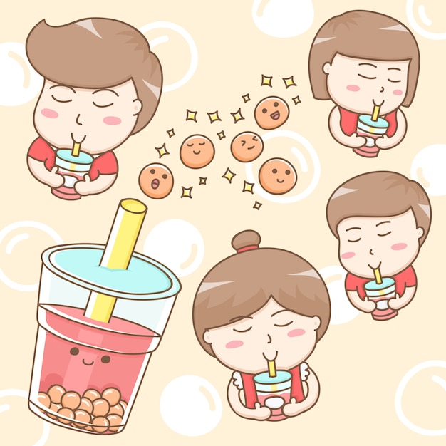 Vibrant Bubble Tea Collection: Playful Characters and Delightful ...