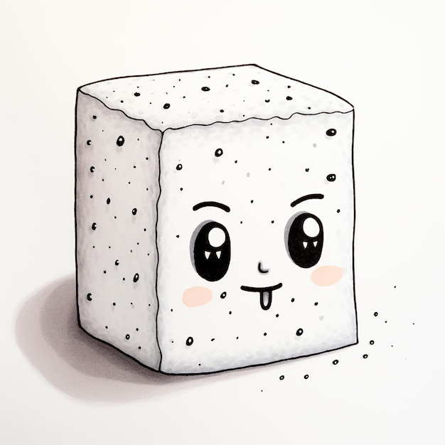 Adorable Marshmallow-Inspired Cube with Playful Expression | Jiffy Designs