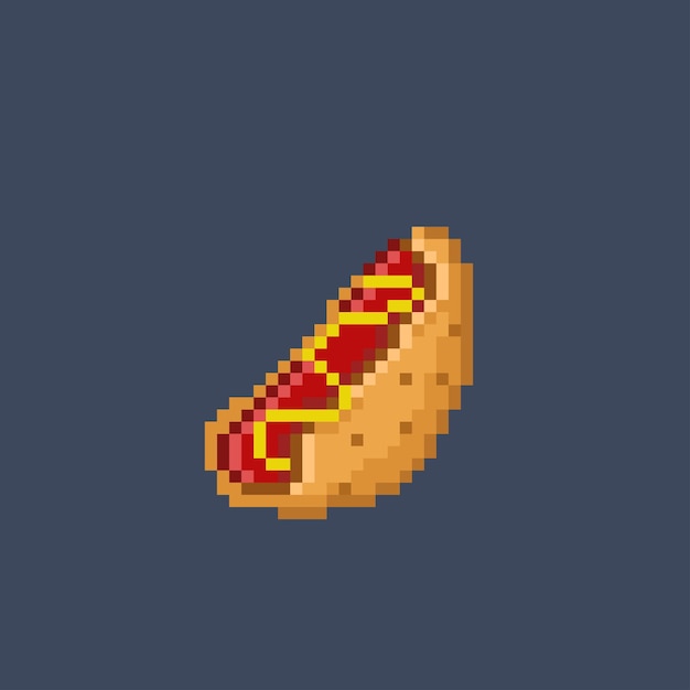 Delectable Pixel-Art Hot Dog on Dark Background | Jiffy Designs