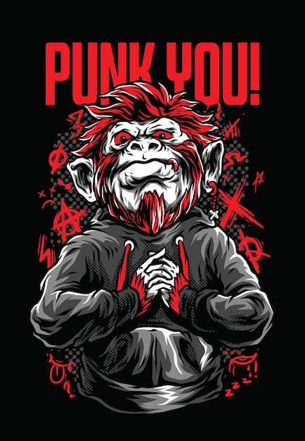 Rebellious Punk Gorilla with Defiant Expression and Graffiti-Inspired ...