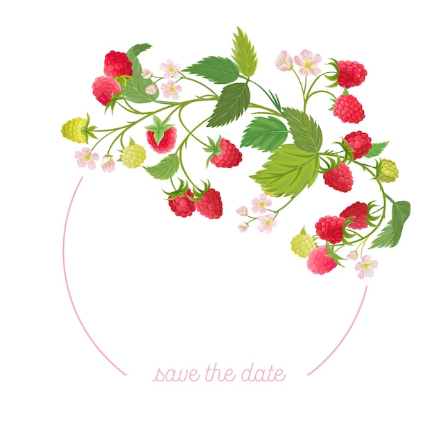 Strawberry Blossoms and Berries Wreath with Calligraphic Text | Jiffy ...