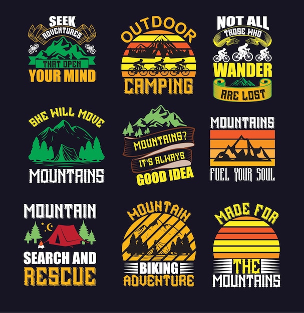 Vibrant Outdoor Camping and Adventure Badges and Slogans | Jiffy Designs
