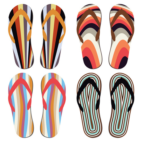 Set Of Beach Slippers. Colorful Summer Flip Flops Over White Background ...