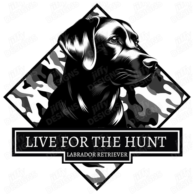 'Live For The Hunt' Labrador Retriever Portrait in Bold Black and White ...