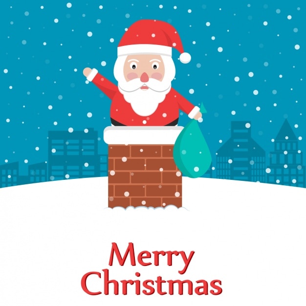 Jolly Santa Claus Emerging from Chimney in Snowy Scene | Jiffy Designs