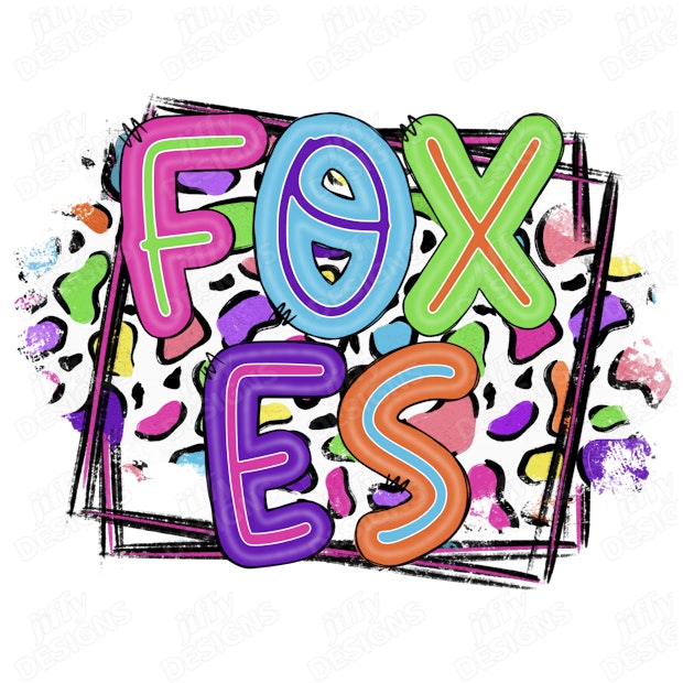 'Foxes' Vibrant Graffiti-Style Letters with Playful Splatter and Frame ...