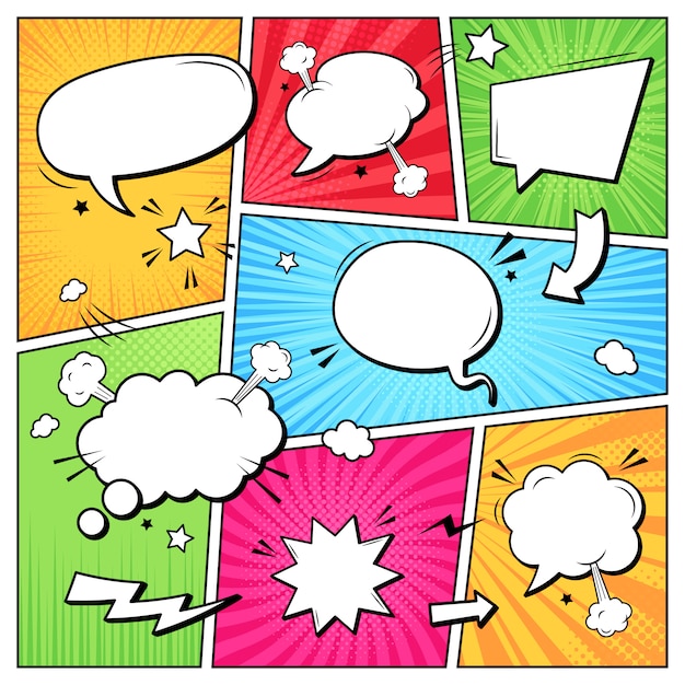 Vibrant Comic Book Dialogue Bubbles with Expressive Designs | Jiffy Designs