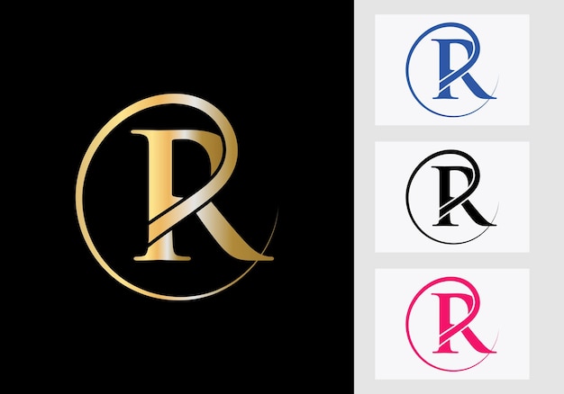 Elegant Interlocked Monogram with Regal R Symbol in Gold | Jiffy Designs