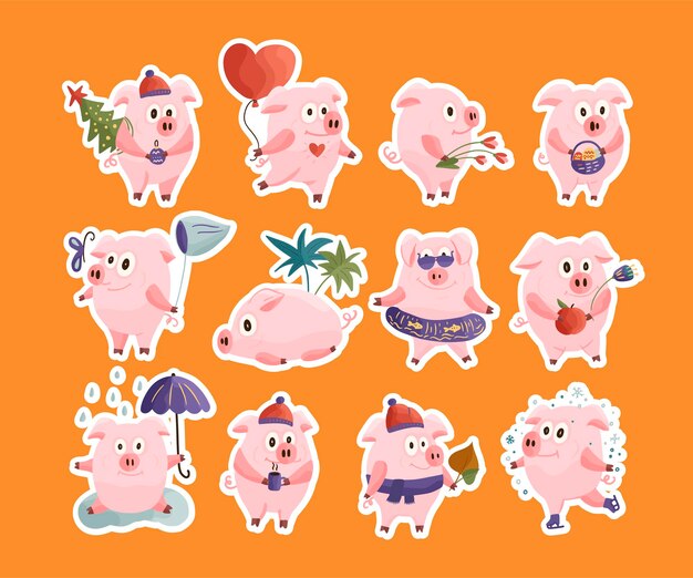 Charming Collection of Adorable Piglet Stickers for Versatile Use ...