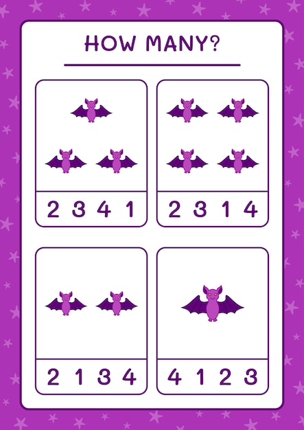 Counting Cute Cartoon Bats on a Starry Purple Background | Jiffy Designs