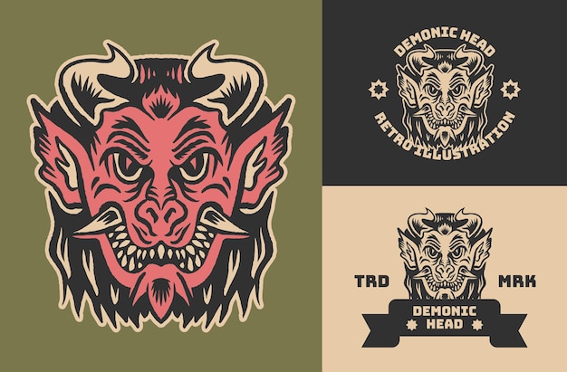 Fearsome Demonic Head Collection with Vibrant Color Palette | Jiffy Designs