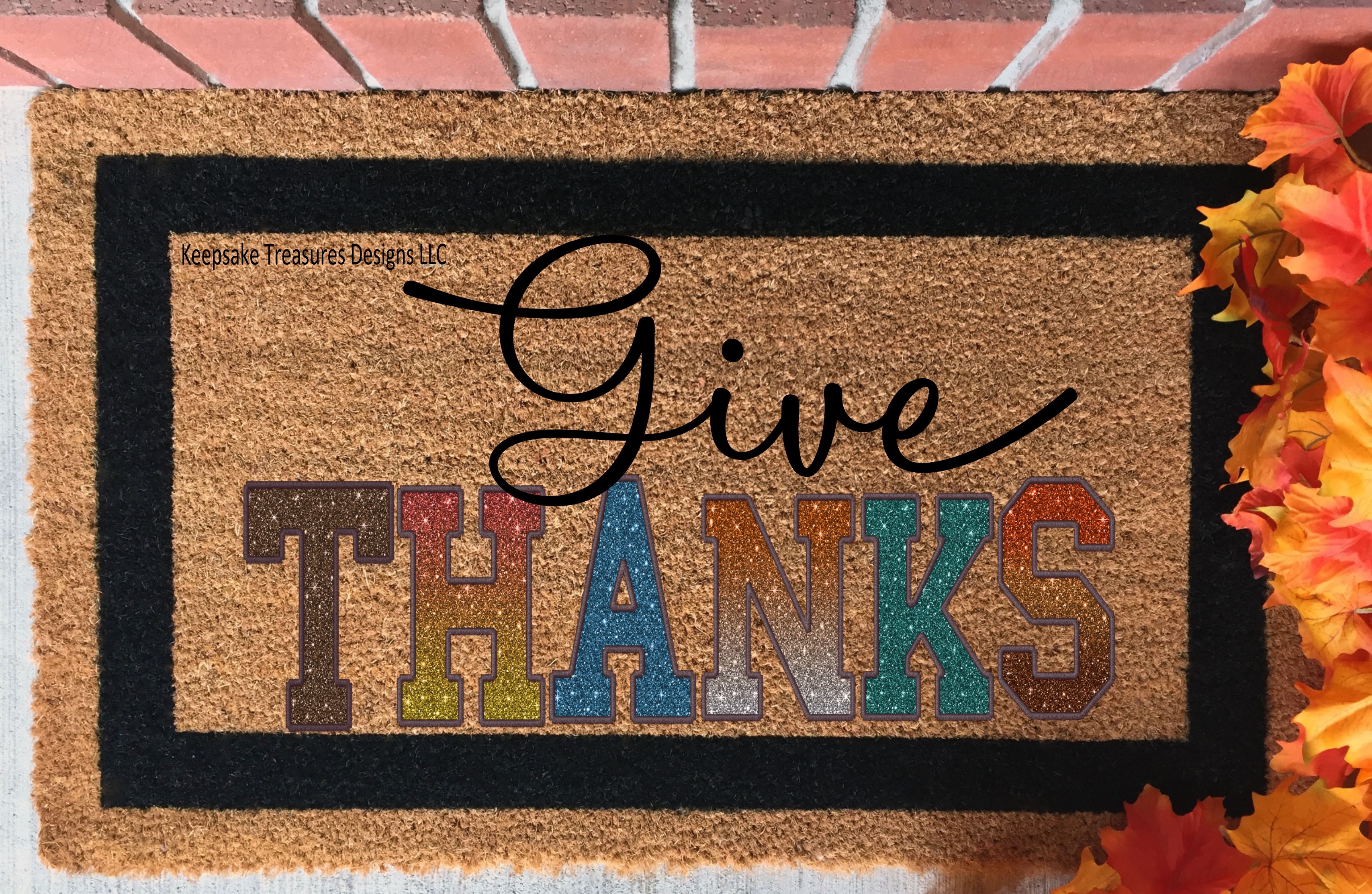 'Give Thanks' Whimsical Typography with Patterned Letters and Cursive ...