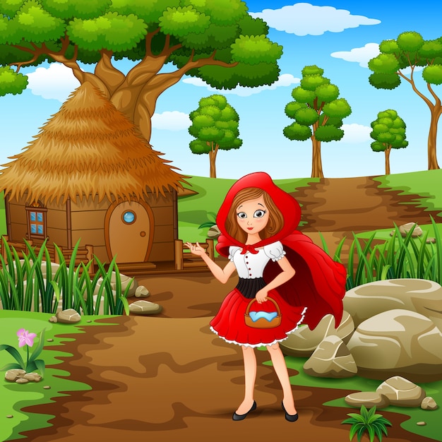 Little Red Riding Hood in Enchanted Forest Illustration | Jiffy Designs