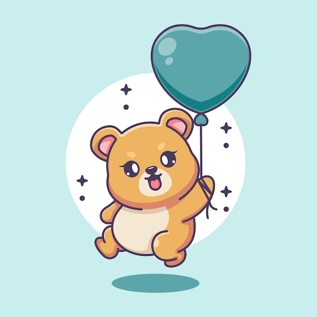 Adorable Teddy Bear Floating with Whimsical Heart Balloon | Jiffy Designs