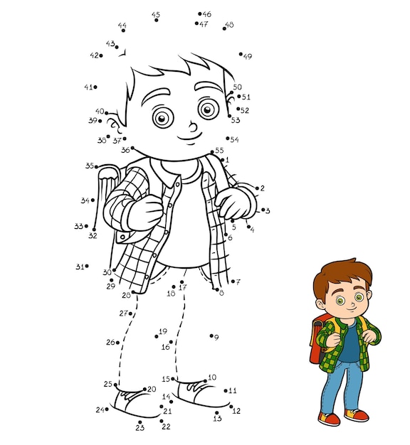 Cheerful Cartoon Boy Connects the Dots | Jiffy Designs