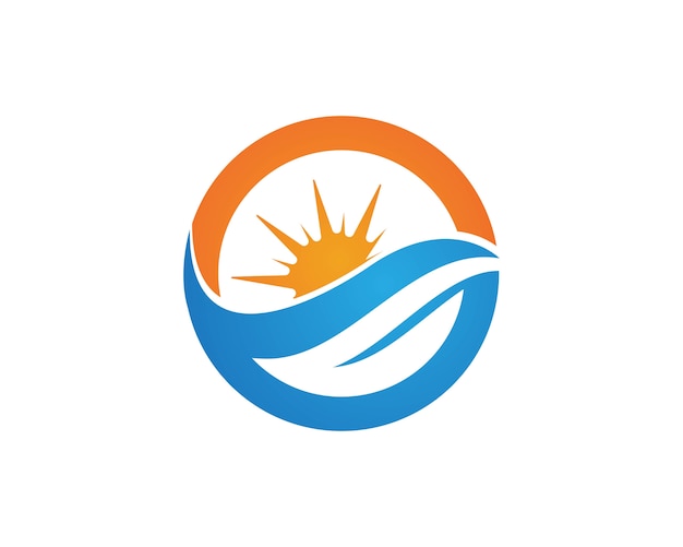 Stylized Sun and Wave Emblem with Orange and Blue Colors | Jiffy Designs