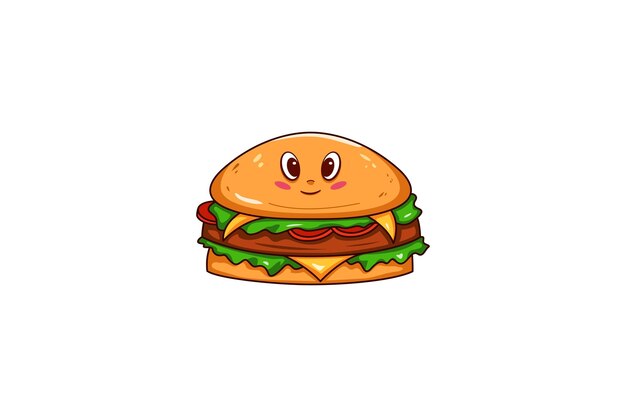 Charming Cartoon Cheeseburger with Expressive Face | Jiffy Designs