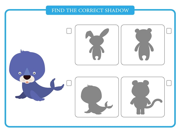 Adorable Cartoon Seal Seeking Its Matching Shadow | Jiffy Designs