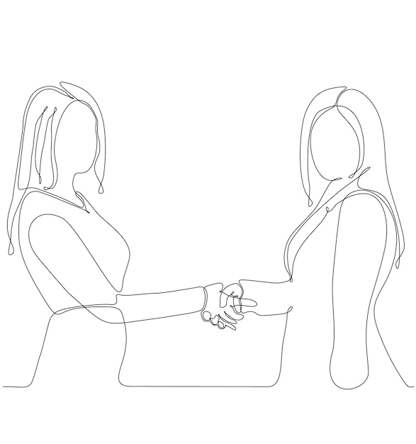 Two Figures Shaking Hands in Minimalist Line Art | Jiffy Designs
