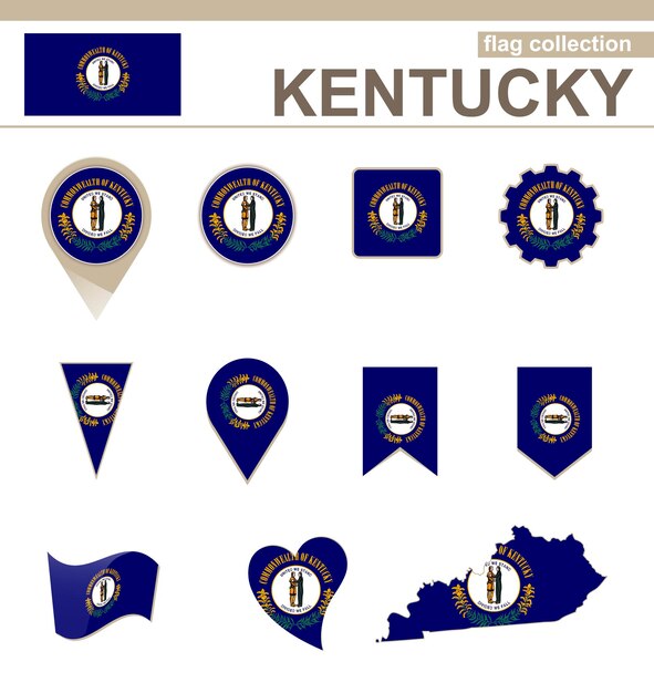 Diverse Kentucky State Flags and Symbols in Vibrant Blue | Jiffy Designs