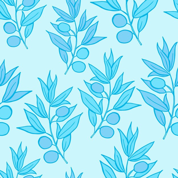 Serene Blue Olive Branch Pattern | Jiffy Designs