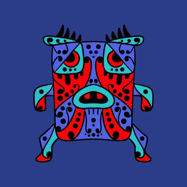 Vibrant Tribal Creature with Swirling Patterns and Shapes | Jiffy Designs