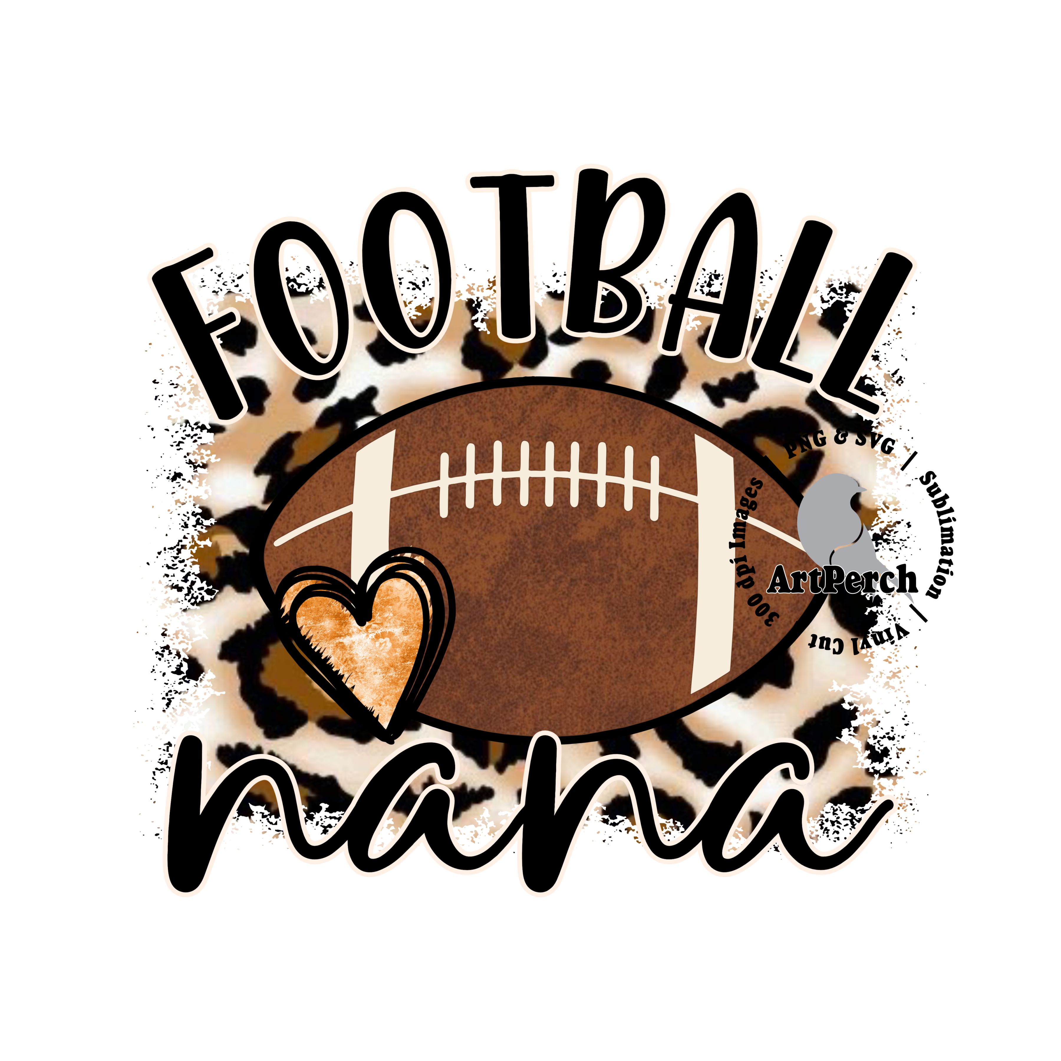 Football Nana PNG, Sublimation Design, Leopard Print, Football Nana ...