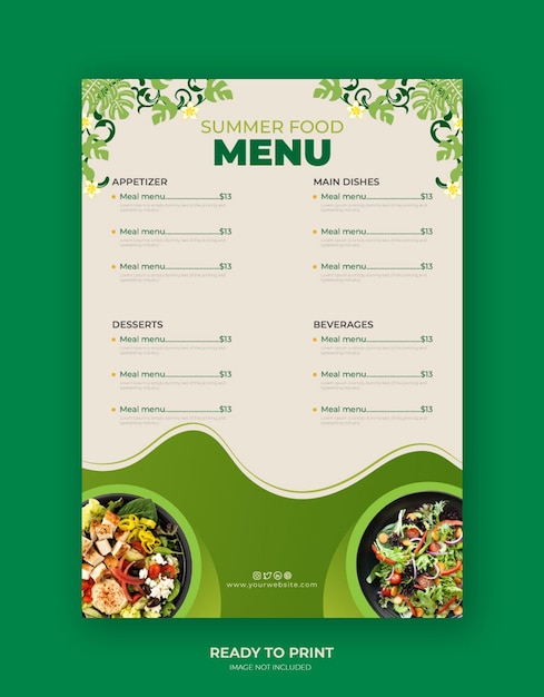 Vibrant Summer Food Menu with Fresh Produce Accents | Jiffy Designs