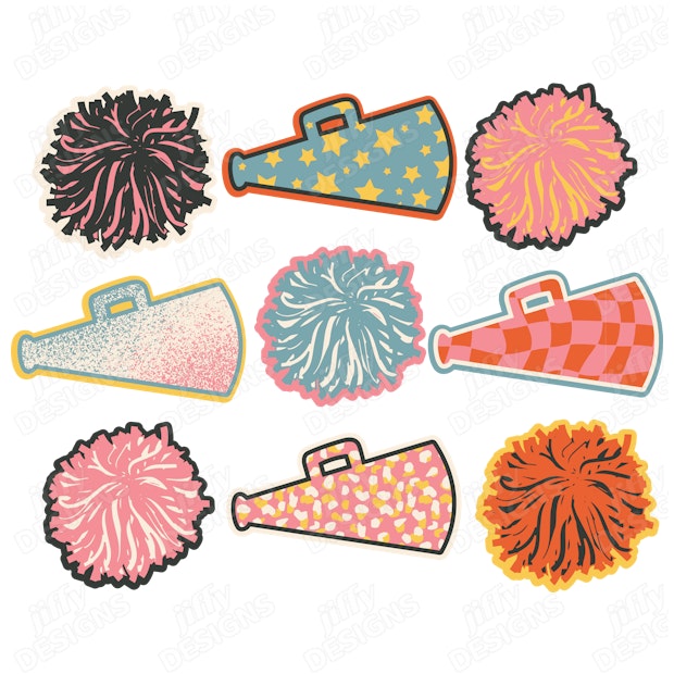 Cheerleader's Delight Featuring Vibrant Pom-Poms and Megaphones in ...