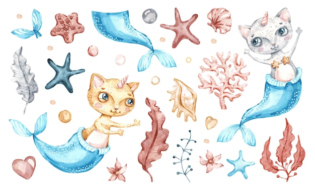 Enchanting Underwater Mermaid Cats and Sea Life Collection | Jiffy Designs