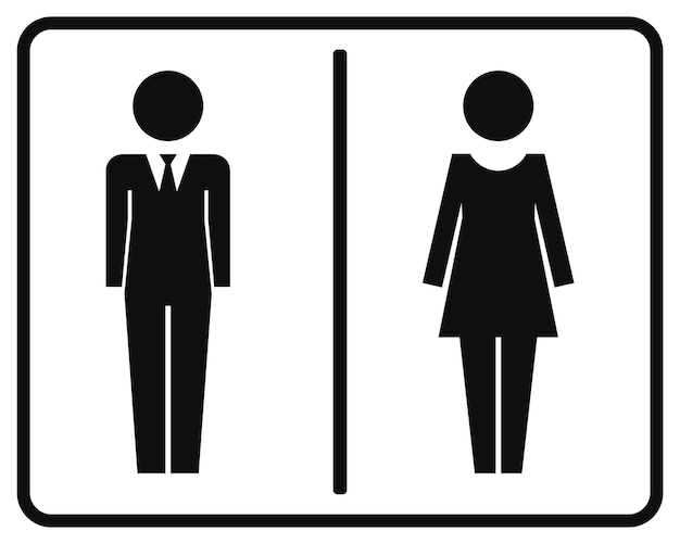 Minimalist Bathroom Sign with Stylized Human Figures | Jiffy Designs