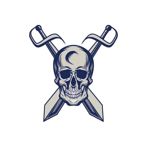 Skull and Crossed Swords Emblem: A Striking Graphic Design | Jiffy Designs