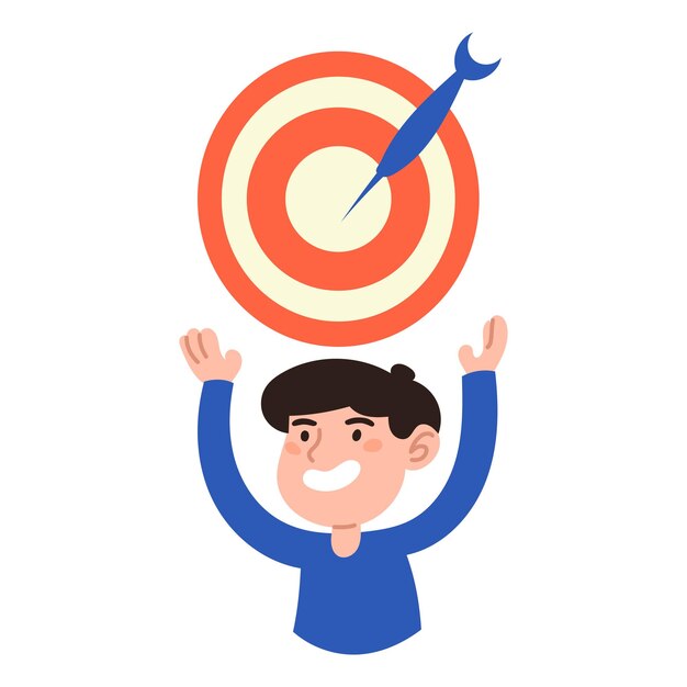 Smiling Boy Celebrating Hitting the Bullseye Target | Jiffy Designs