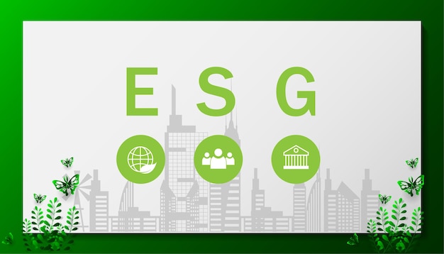 Sustainable Urban Landscape with ESG Symbols | Jiffy Designs