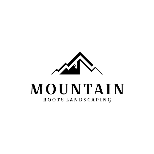 Majestic Mountain Landscape Emblem for Roots Landscaping | Jiffy Designs